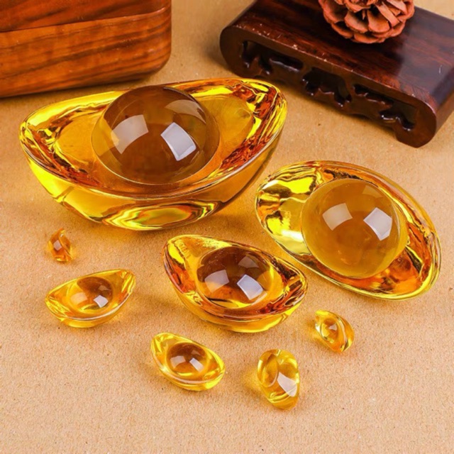 Chinese Feng Shui Golden Ingot Furnishing Articles Crystal Citrine ...