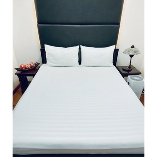 3in1 Fully Garterized Plain Canadian Cotton Bedsheet (Stripe Embossed ...