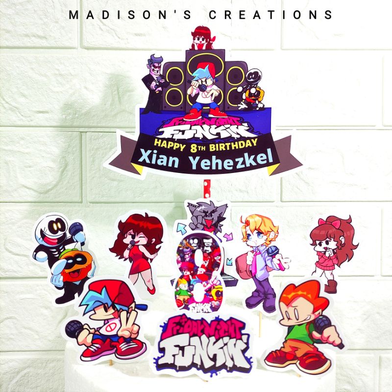 Friday Night Funkin Party Cake Topper/Banner, Backdrop Set (High ...