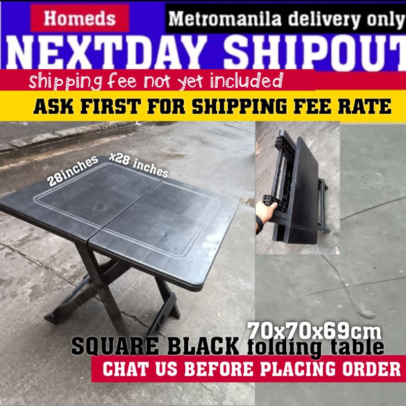 NK square 28x28in black folding table | Shopee Philippines