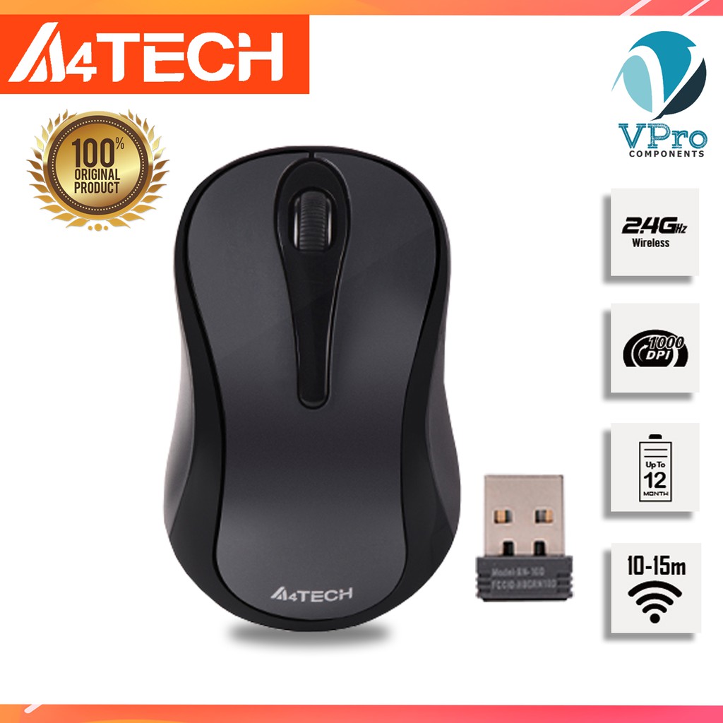 A4Tech G3-280N-1 Power Saving Wireless Mouse (Glossy Grey) | Shopee ...