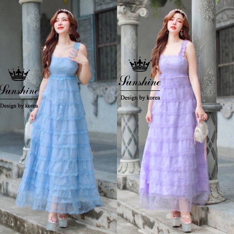Lady Sunshine Label Long Dress Princess Layered Embroidered | Shopee ...