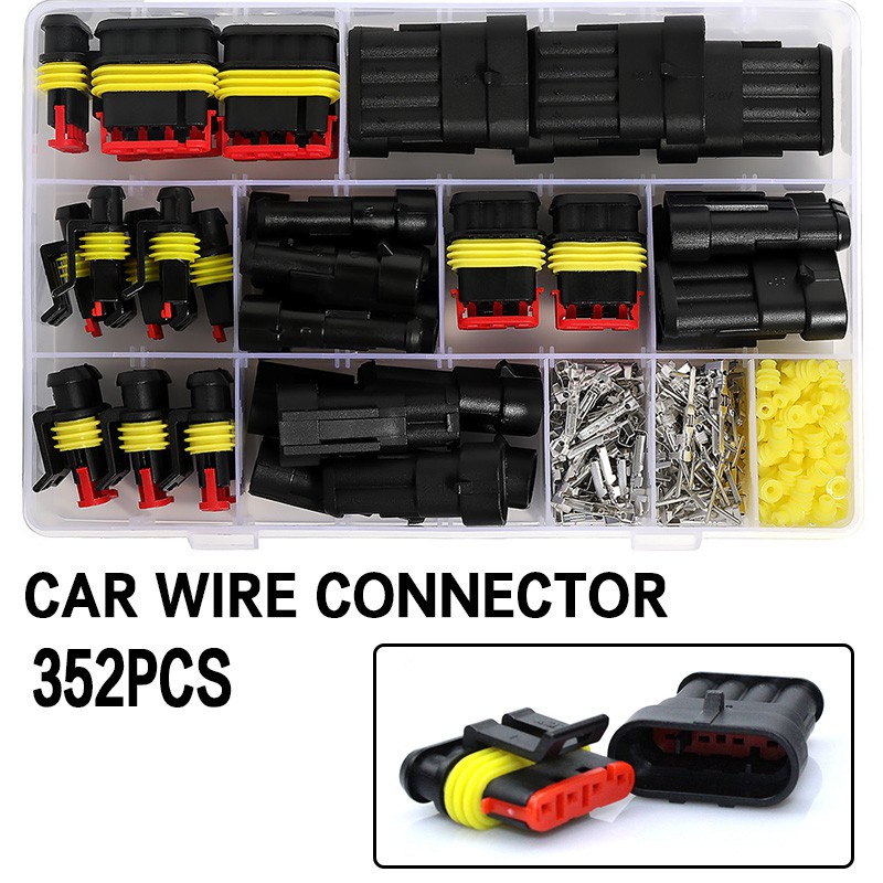 352Pcs Waterproof Terminal Connector Set 1-4Pin Car Boat LED Wire ...