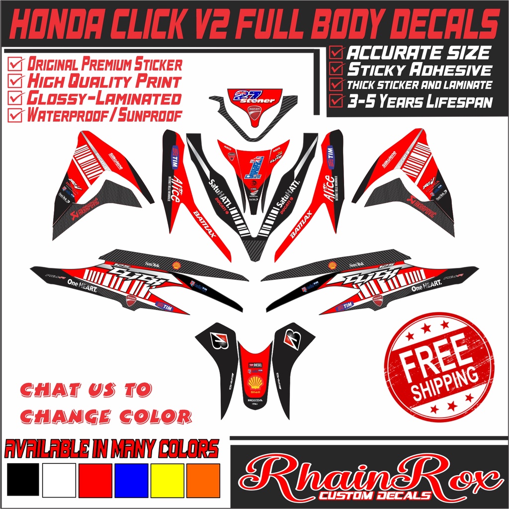 honda click v2 full decals ducati inspire printed laminated waterproof ...