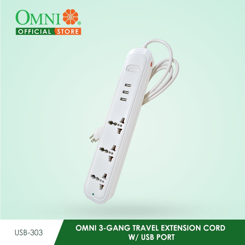 OMNI 3-Gang Travel Extension Cord w/ USB Port - USB-303 YPZG | Shopee ...