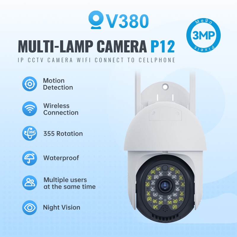 V380 P12 CCTV Camera 3MP Wifi Connect To Cellphone Outdoor Waterproof ...