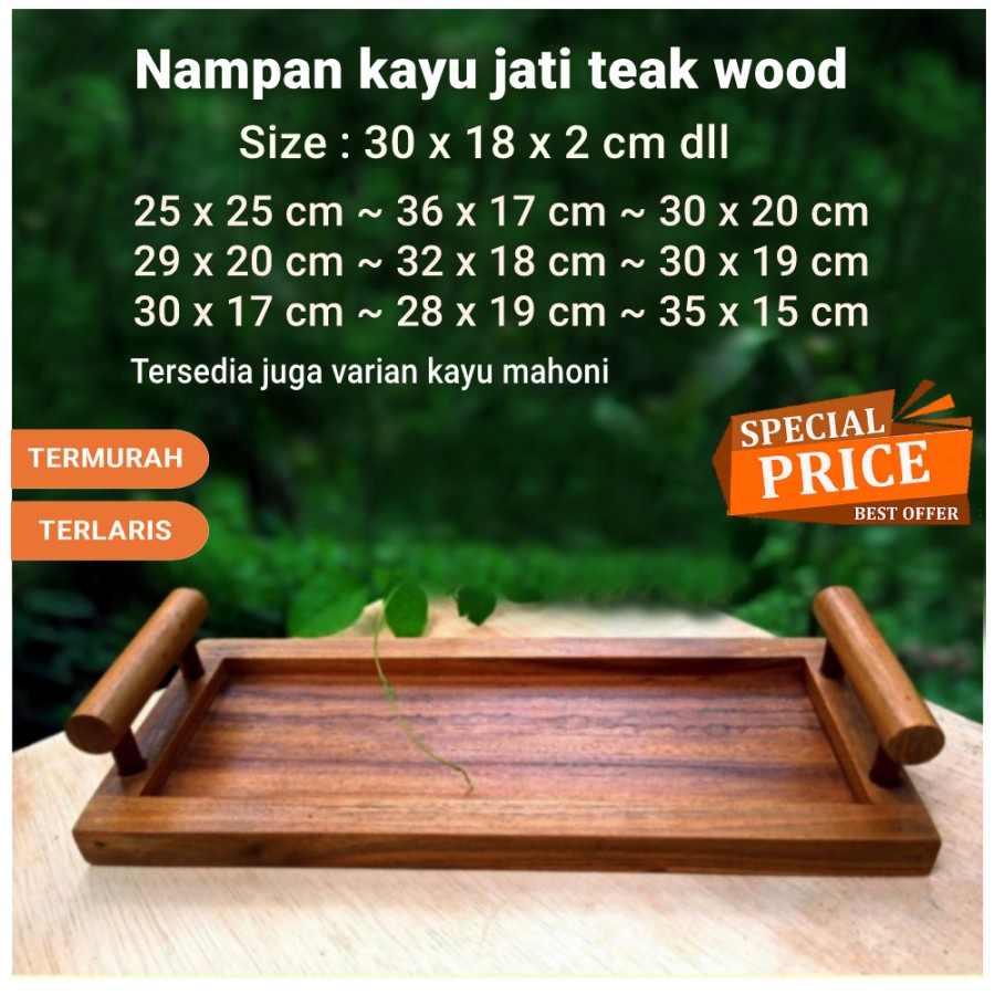 KAYU Sangkayu Premium Teak Wood Tray Teak Wood 30x18x2 cm Wooden Tray ...