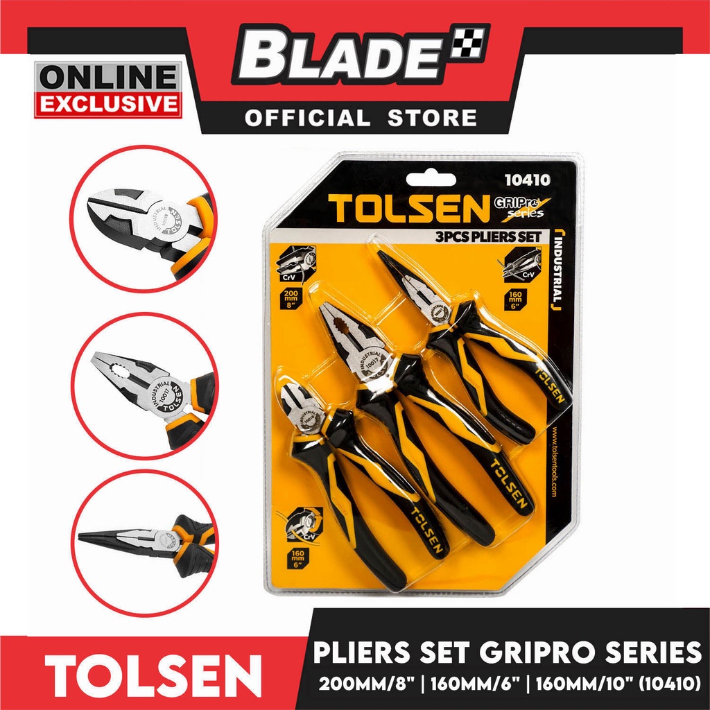 Tolsen 3pcs Pliers Set Diagonal Combination Long Pliers 10410 | Shopee Philippines