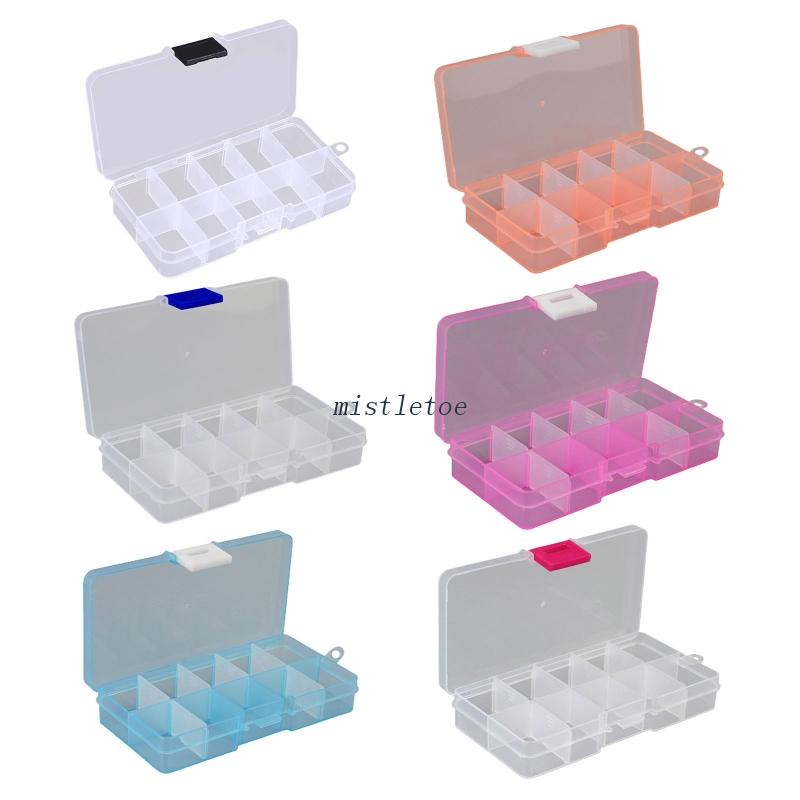 MIS Clear Plastic Storage Box 10 Compartment with Sealing Lid Container ...