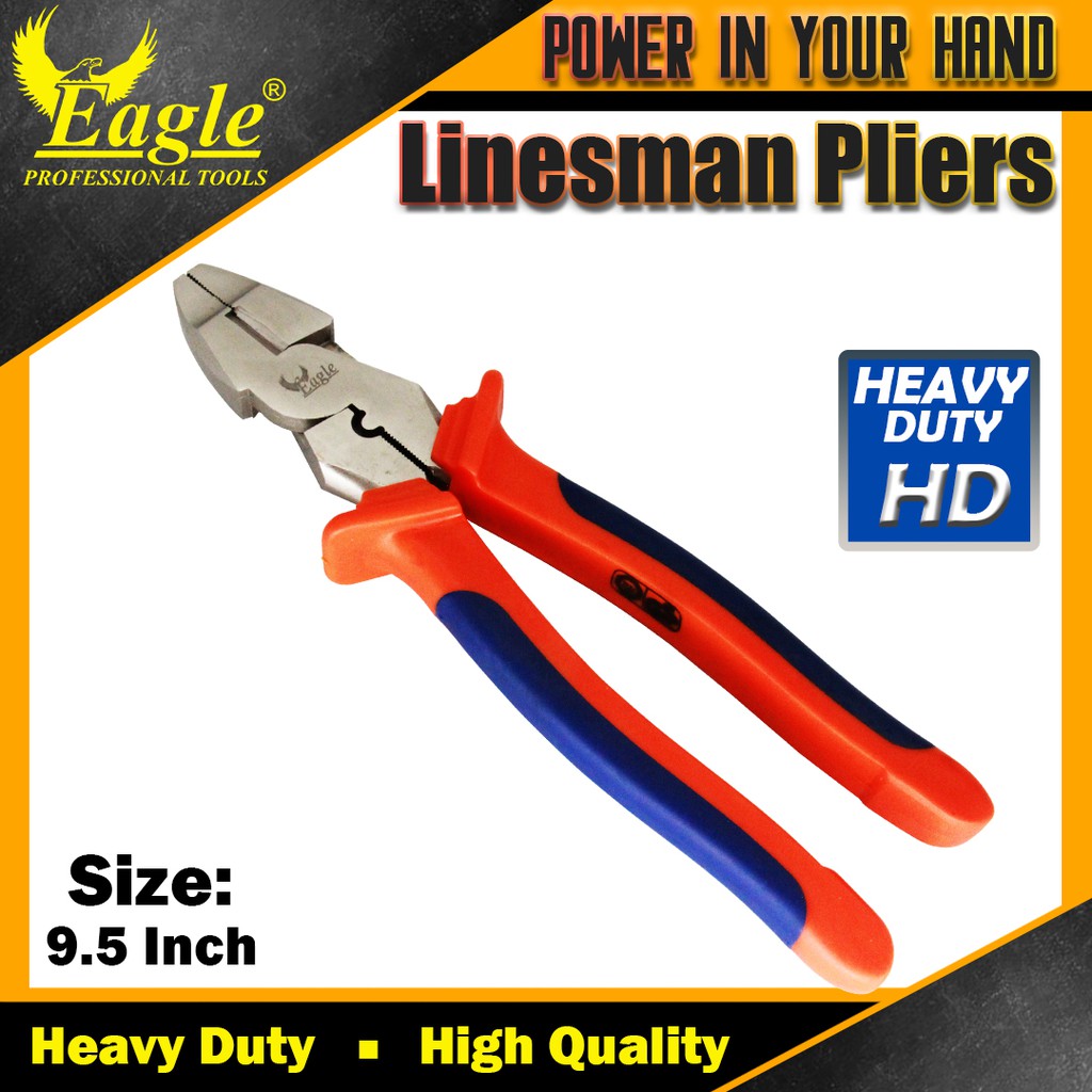 Eagle Pliers Linesman Pliers 9.5 Inches Heavy Duty Nickel Finish ...