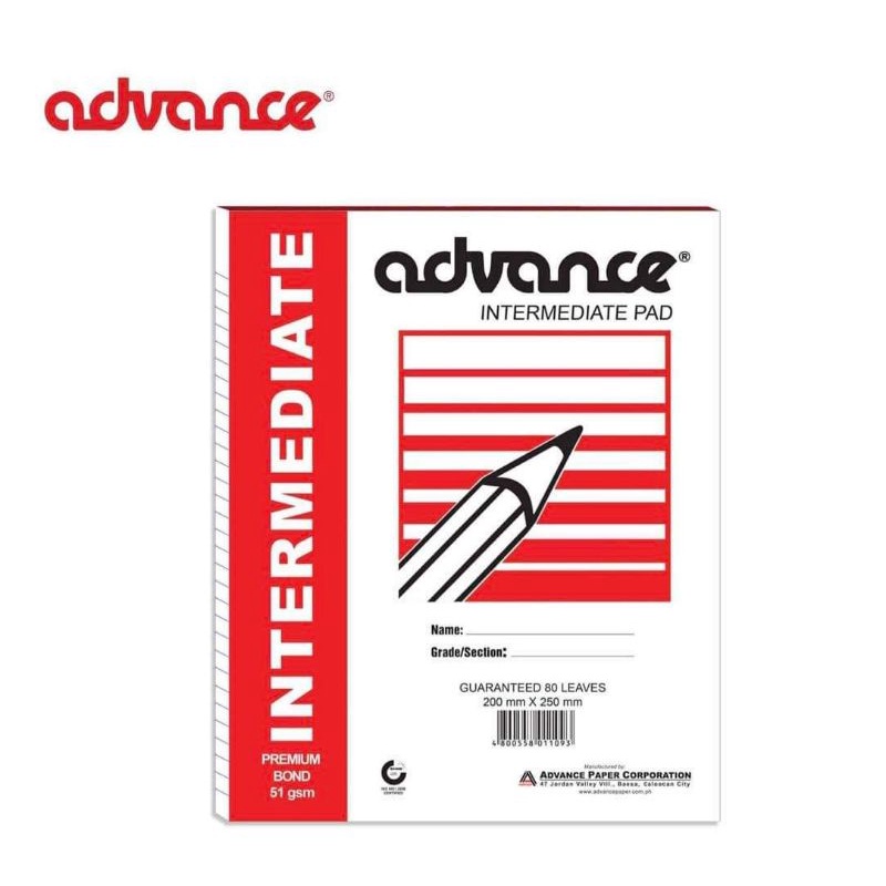 INTERMEDIATE PAD PAPER 80-Leaves (Mix Brand) | Shopee Philippines