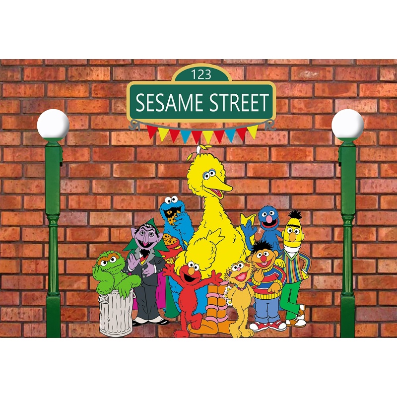 Happy Birthday Photography Backdrops Sesame Street Elmo World Party ...