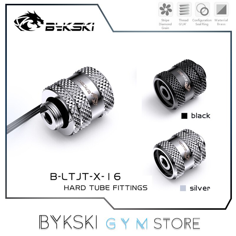 Bykski Hard Pipe Fitting RGB Series, OD 14mm 16mm PETG/Acrylic/ Metal Rigid Tubing Conenctor ...