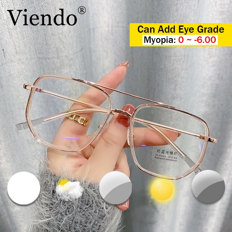 Photochromic Anti Radiation Eye Graded Glasses For Women Men Anti Blue ...