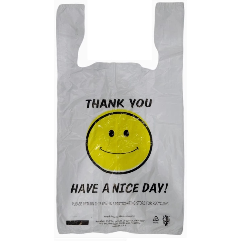 White Plastic Bags Carry Out Shopping Bags Smiley Smiling Smile Face ...