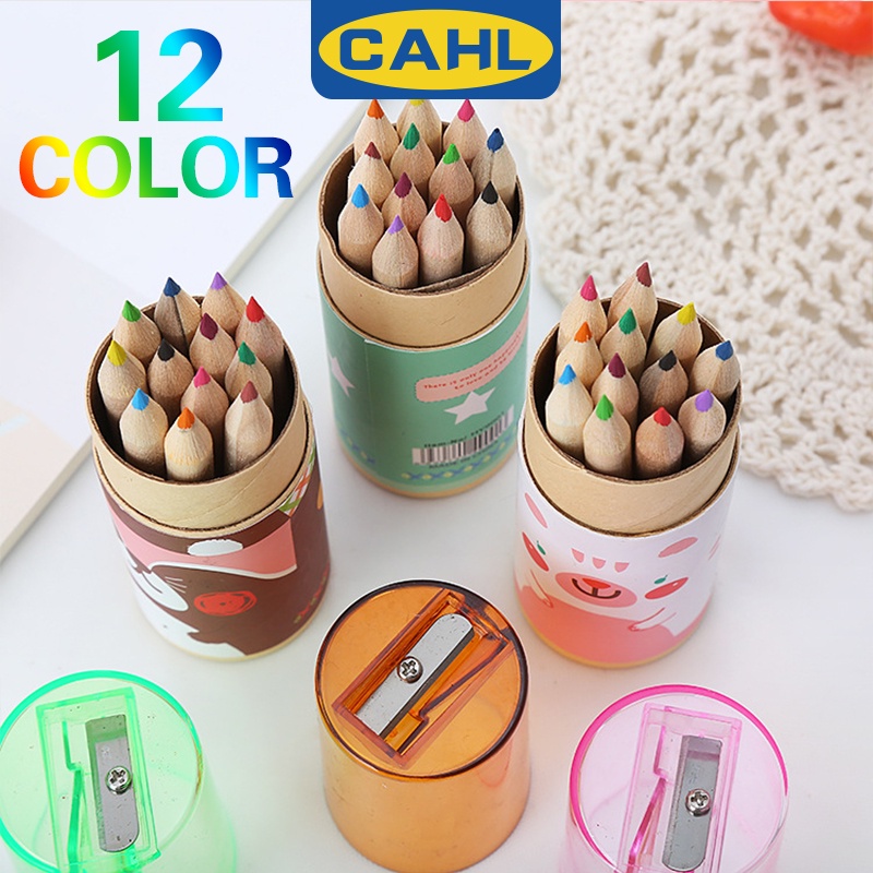 12-color Colored Pencils Set with Sharpener and Kraft Paper Pen ...