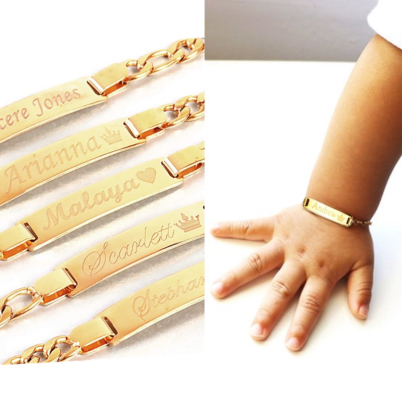 Personalized Engraved Baby Name Bracelet Girl Boy Adjustable Bracelet ...