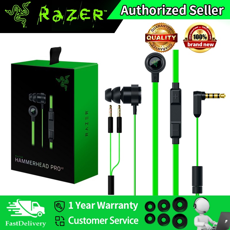 【24h Ship】Razer Hammerhead Pro V2 Gaming Headphones Earphone With Mic ...