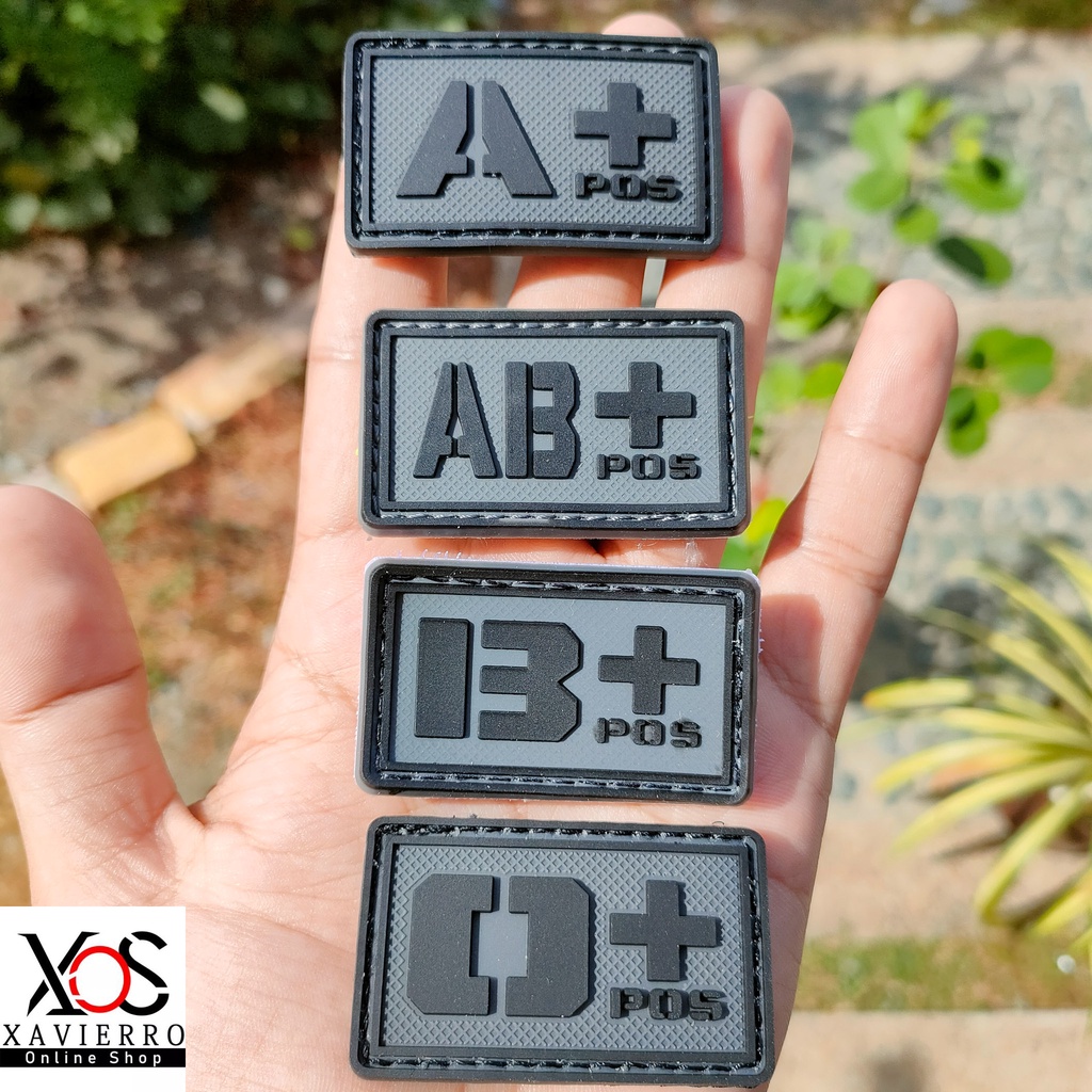 XOS Blood Type Pvc Velcro Patch Tactical EDC for bag jacket vest ...