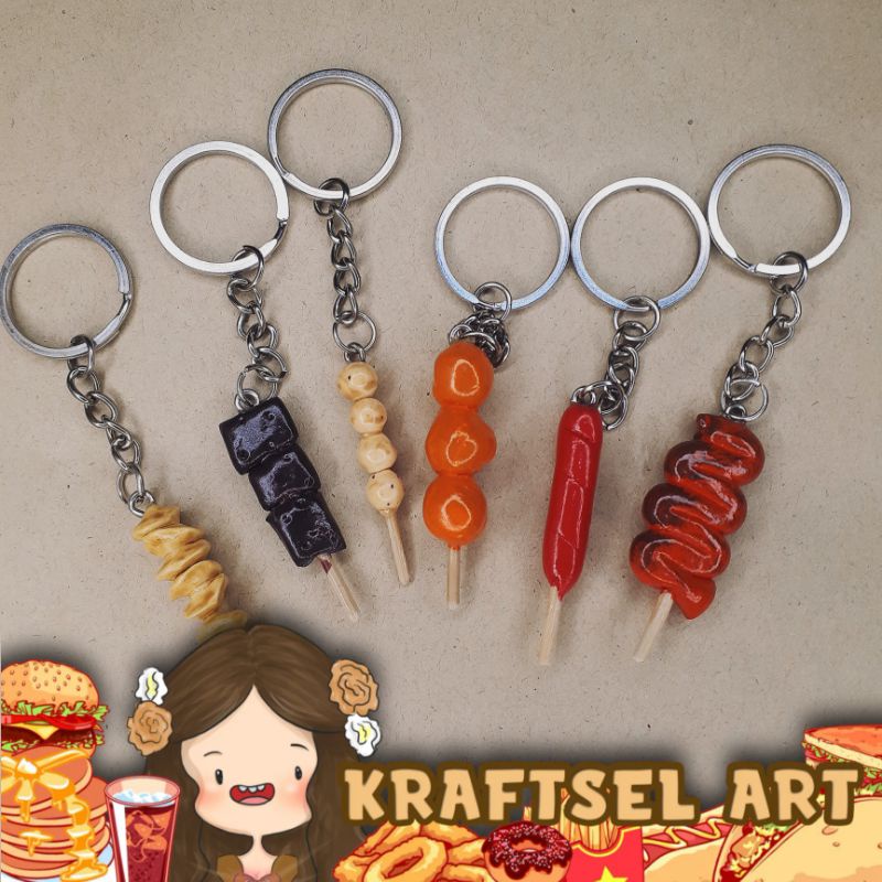6pcs Streetfood Keychains Bundle per set | Inihaw Kwek kwek Fishballs ...