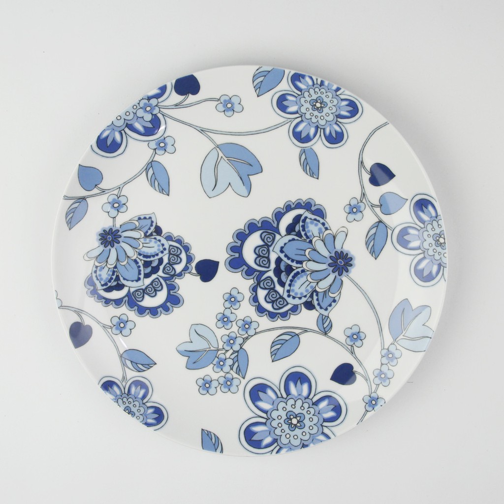 ZEN Floral Batik Ceramic Dinner Plate - biru diameter 27 cm | Shopee ...