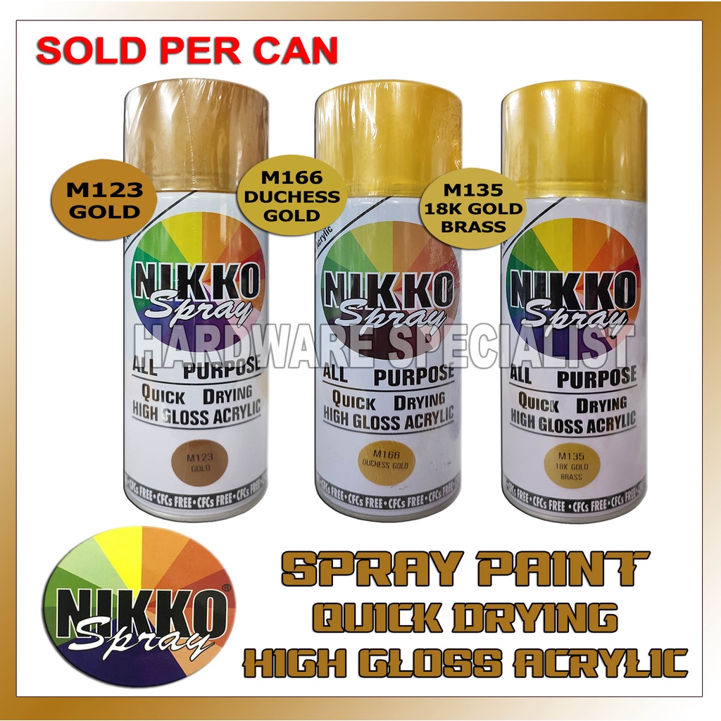 Nikko Spray Paint High Gloss Acrylic Gold | Sold Per Can | Shopee ...
