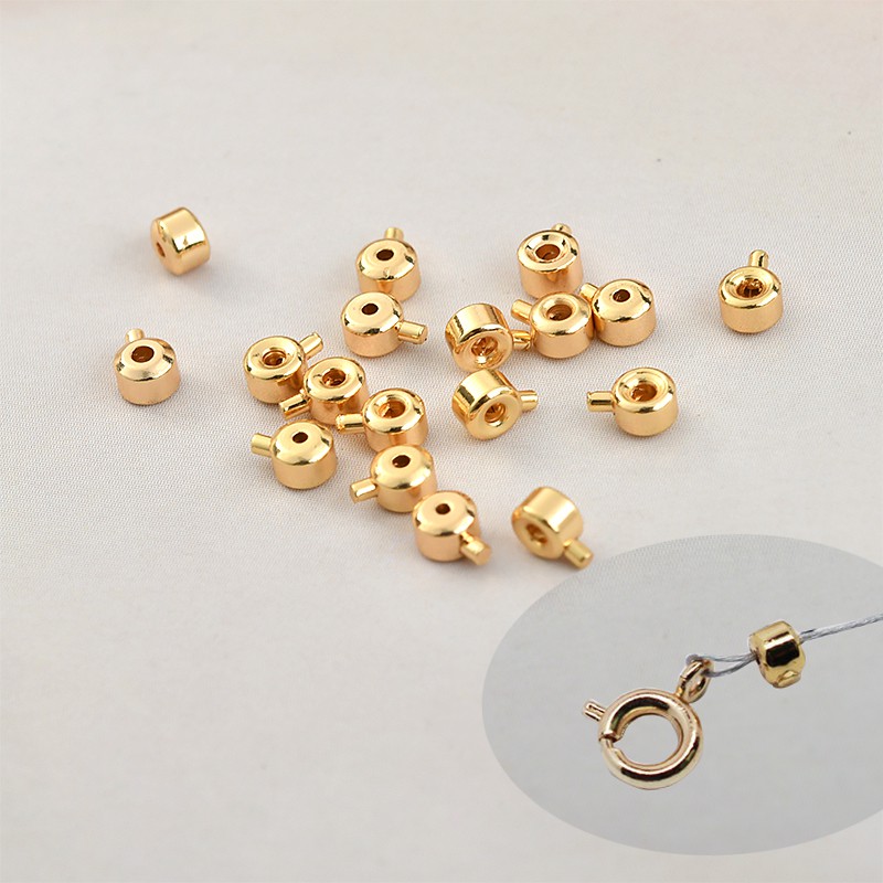 18K Gold-Plated Jewelry String Wire Stopper Push Type Press Beads For ...
