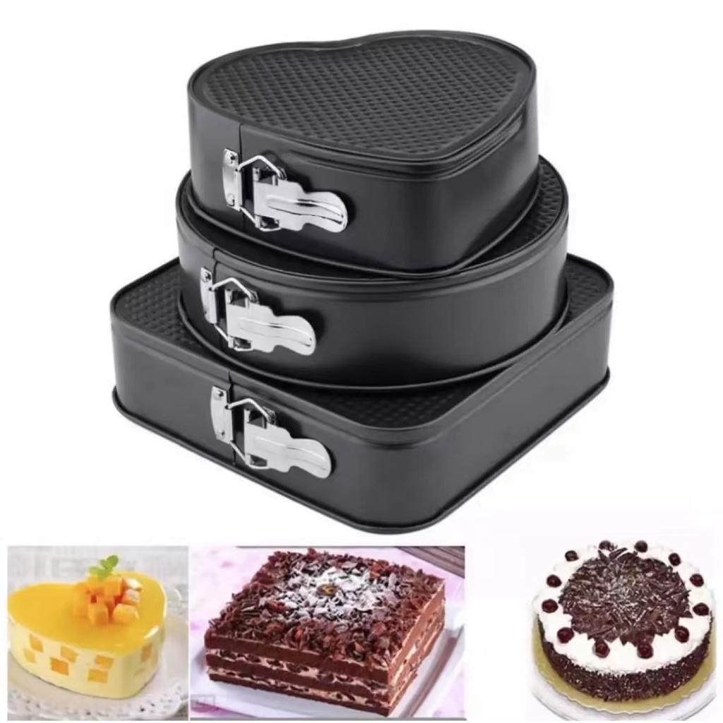 3pcs Nonstick Springform Pan Cake Baking Mold Square Round Heart Shaped ...