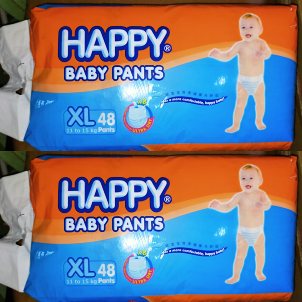 HAPPY Diaper Pants size XL Extra Large 48 's x 2 pack, (96 pcs ...