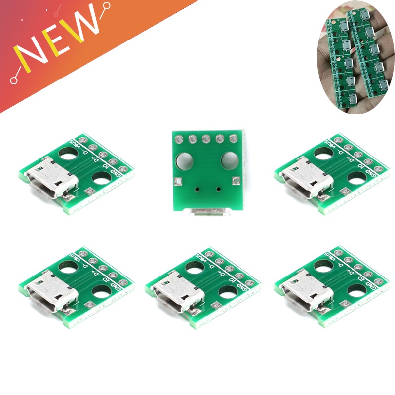 ＞10PCS MICRO USB To DIP Adapter 5pin Female Connector B Type PCB ...