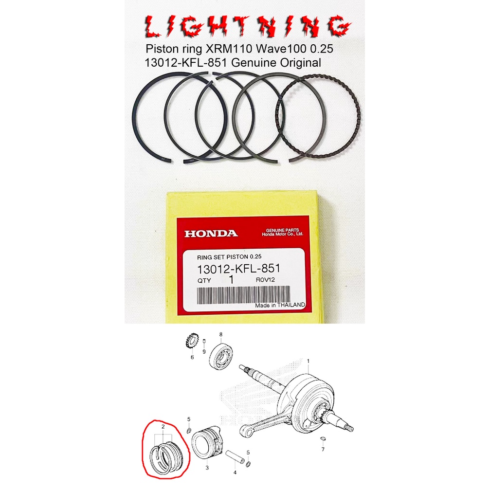 ORIGINAL Piston ring XRM125 Wave125 XRM110 WAVE100 GENUINE | Shopee ...