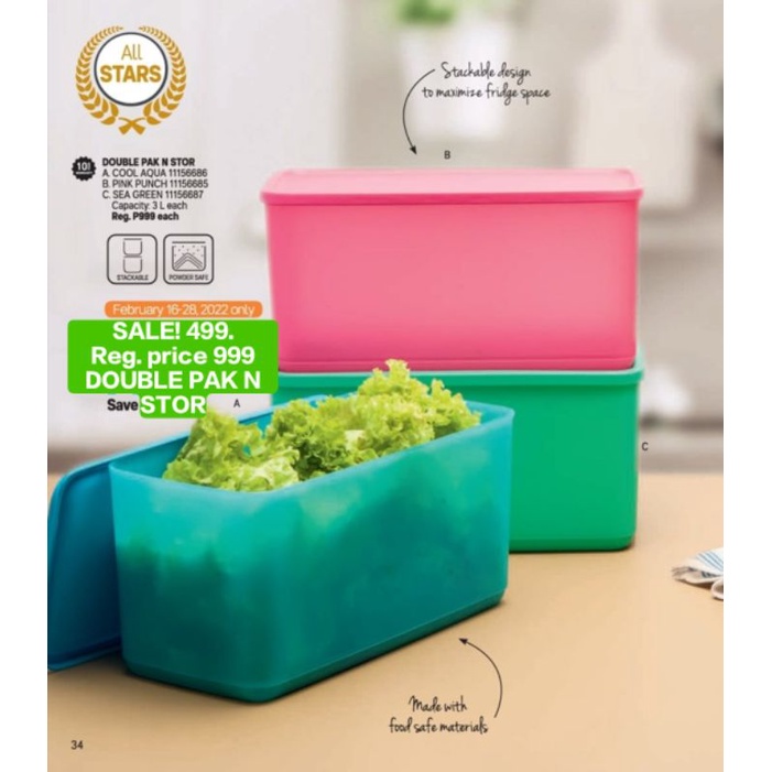 Tupperware Double Pak N Stor 3.1L each | Shopee Philippines