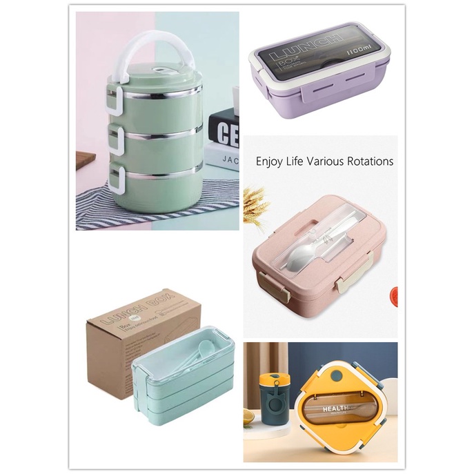 Macaroon Lunch Box Wheat straw Bento lunch Thermal Bag student lunch ...