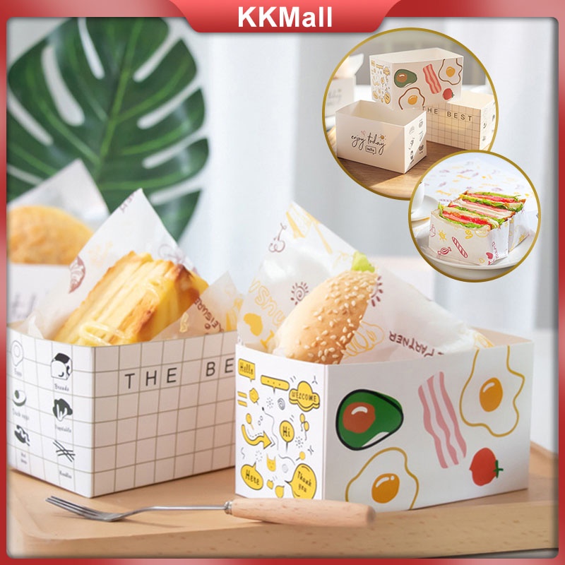 50Pcs Korean Style Sandwich Packing Box Hamburger Toast Bread Egg Drop ...