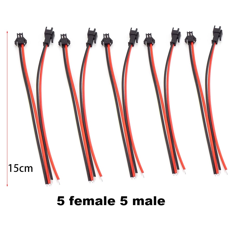 10pcs/5Pairs 10cm 15cm JST SM 2Pins Plug Male to Female Male Wire Connector Cable Pigtail for ...