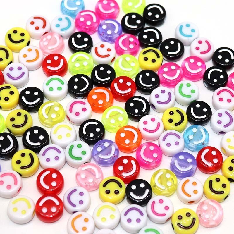 50pcs big size Alphabet Acrylic Smiley Face Letters Beads DIY Bracelet ...