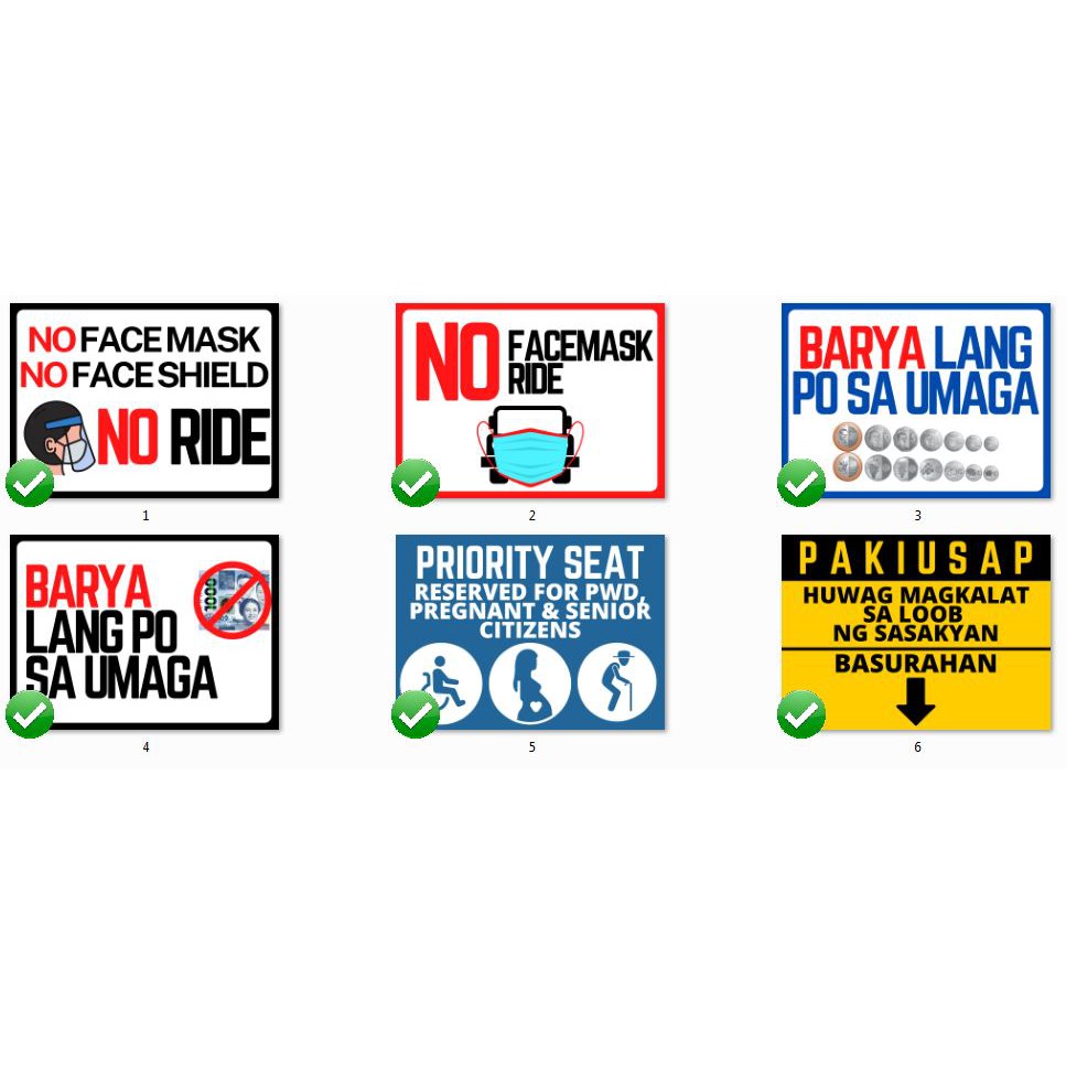 PUV JEEP VAN NO FACEMASK NO RIDE Barya lang sa umaga Self-Adhesive ...