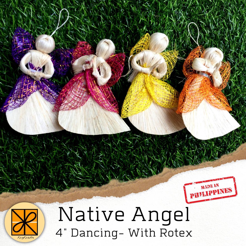 KrigKrafts Native Christmas Ornament Angel Sinamay with ROTEX- Flat ...