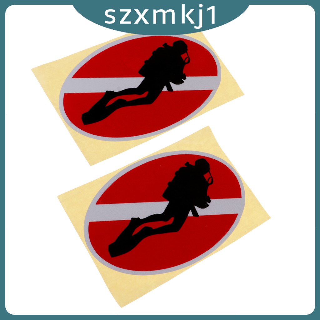 4Pcs/set Scuba Diver Sticker Diving Down Dive Flag Cup Car Window Oval ...
