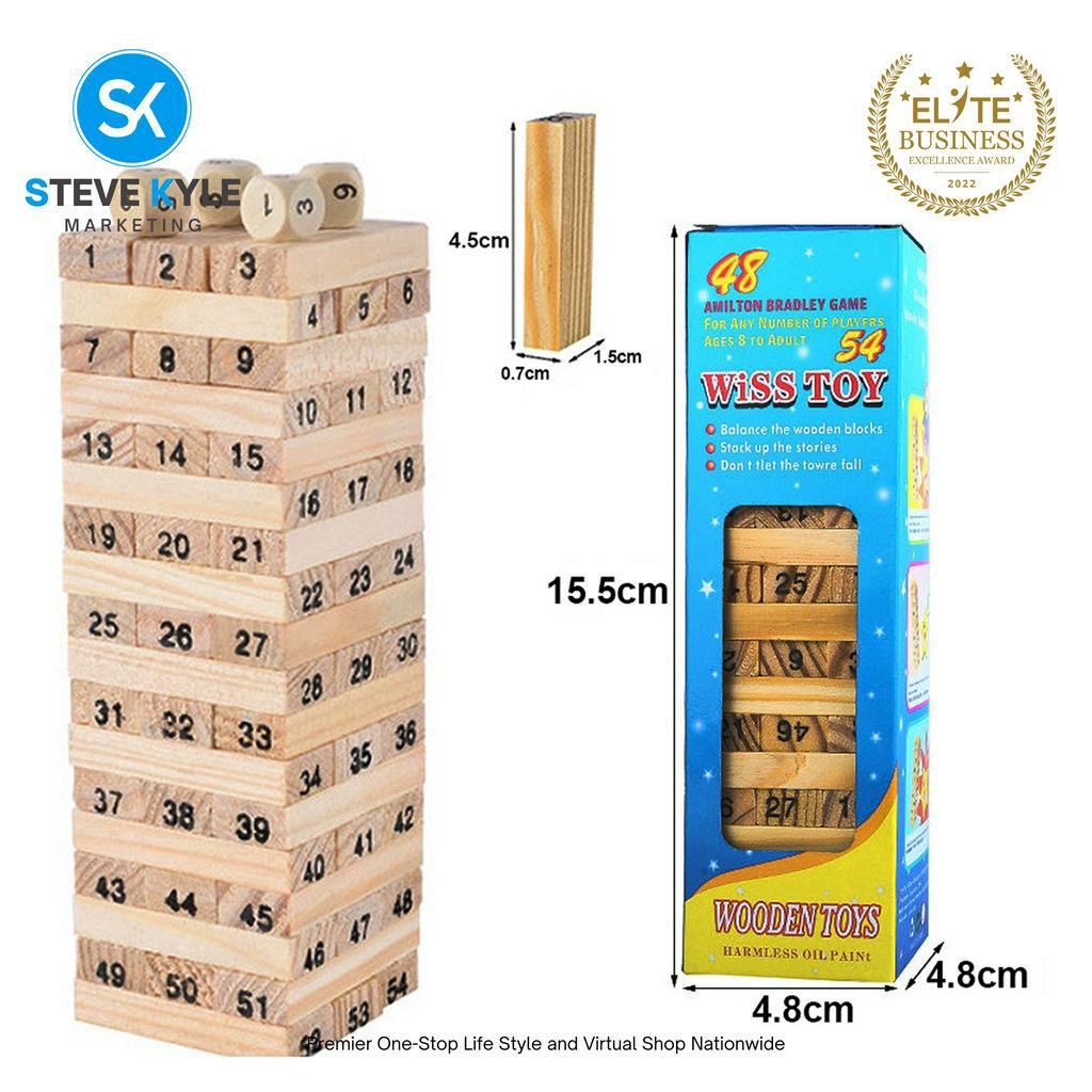 54 Pcs Kids 2 in1 Wiss Toy Raw Wood Layered Building Blocks | Shopee ...