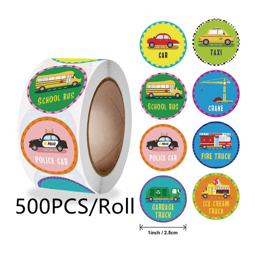 500PCS/Roll Excavator Tractor Stickers for Kids Perforated Stationery ...