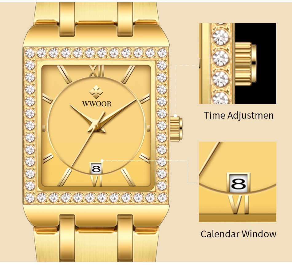 Wwoor Women Watch Luxury Waterproof Quartz Fashion Business Ladies With ...