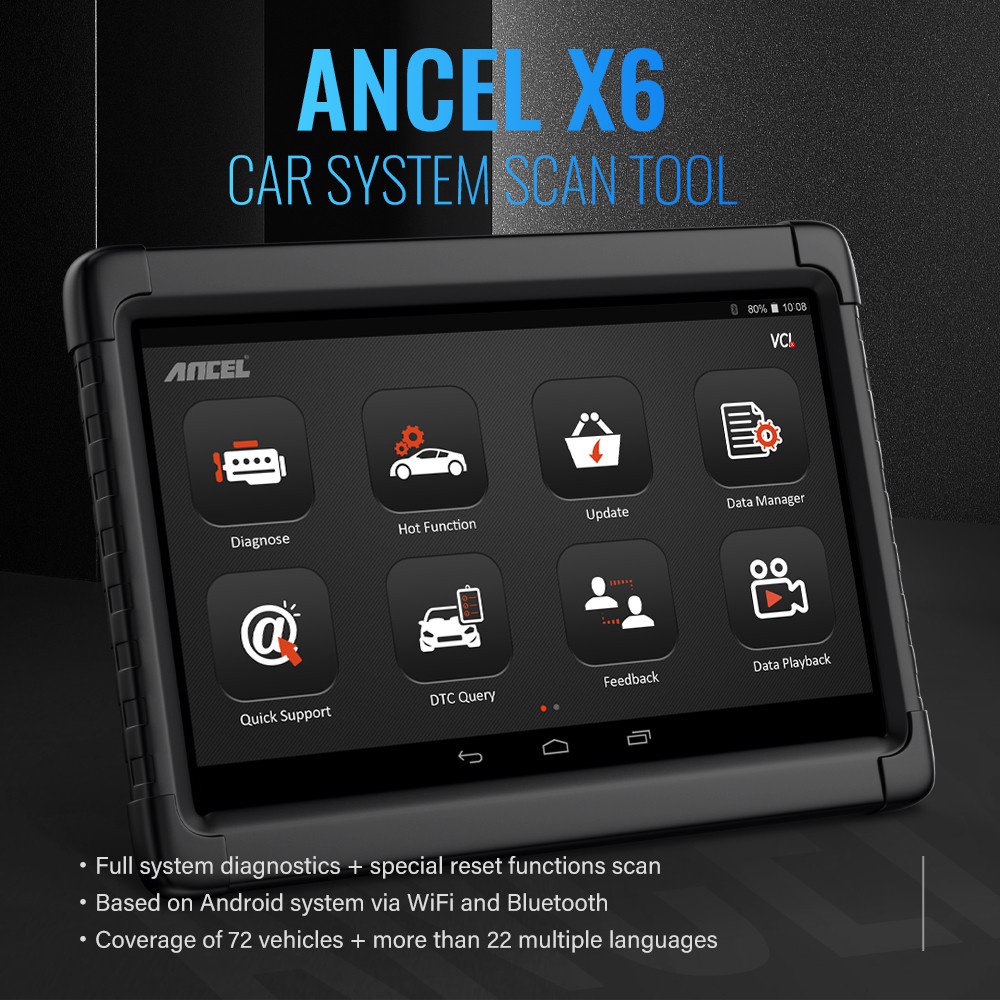 ANCEL X6 Automotive Professional OBD2 Scanner Full System Auto Scanning ...