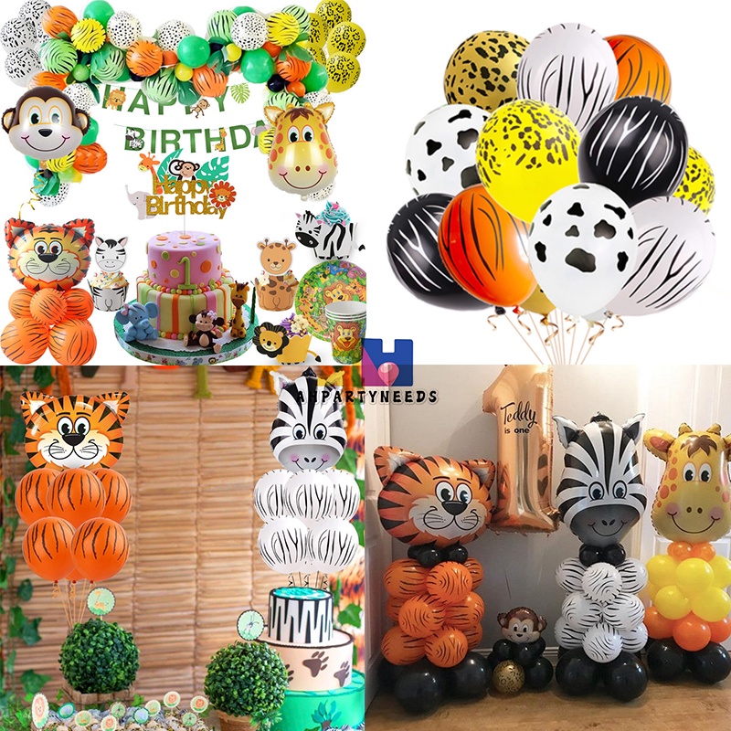 7Pcs Jungle Safari Balloons Set Birthday Party Decoration Kid's Jungle ...
