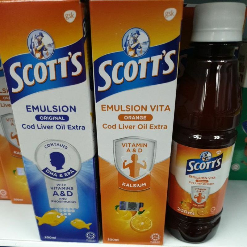 Scott's Emulsion Orange Children's Fish Oil / 200ml / 400ML | Shopee ...