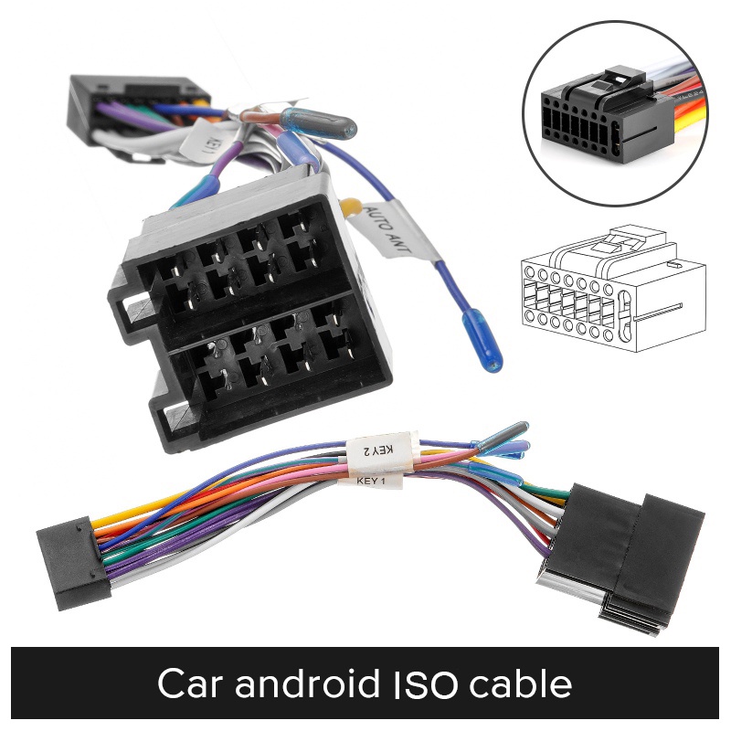 Car Head Unit Wire Harness Adapter for 2 Din Car Android Player ISO VW ...