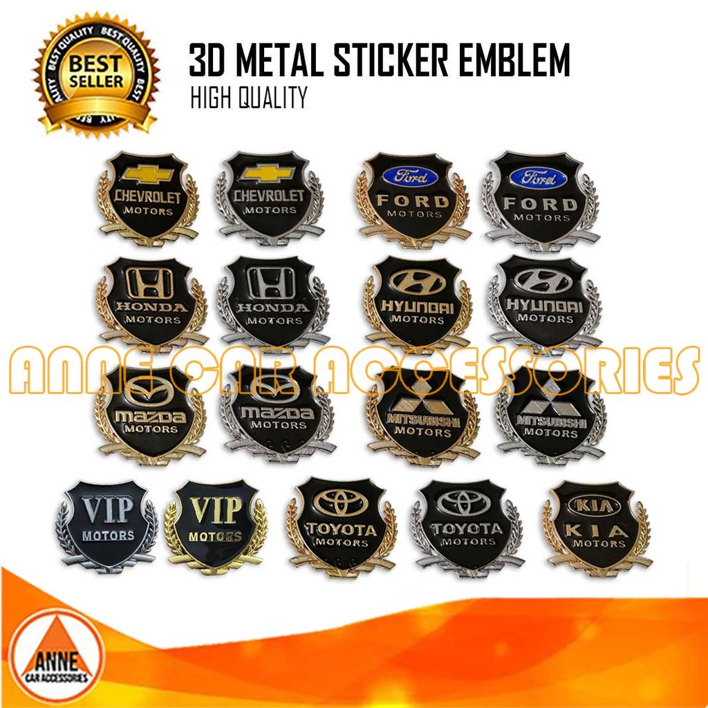 3D Design Metal Emblem / Decal / Decals Sticker GOLD or SILVER - 2pcs ...