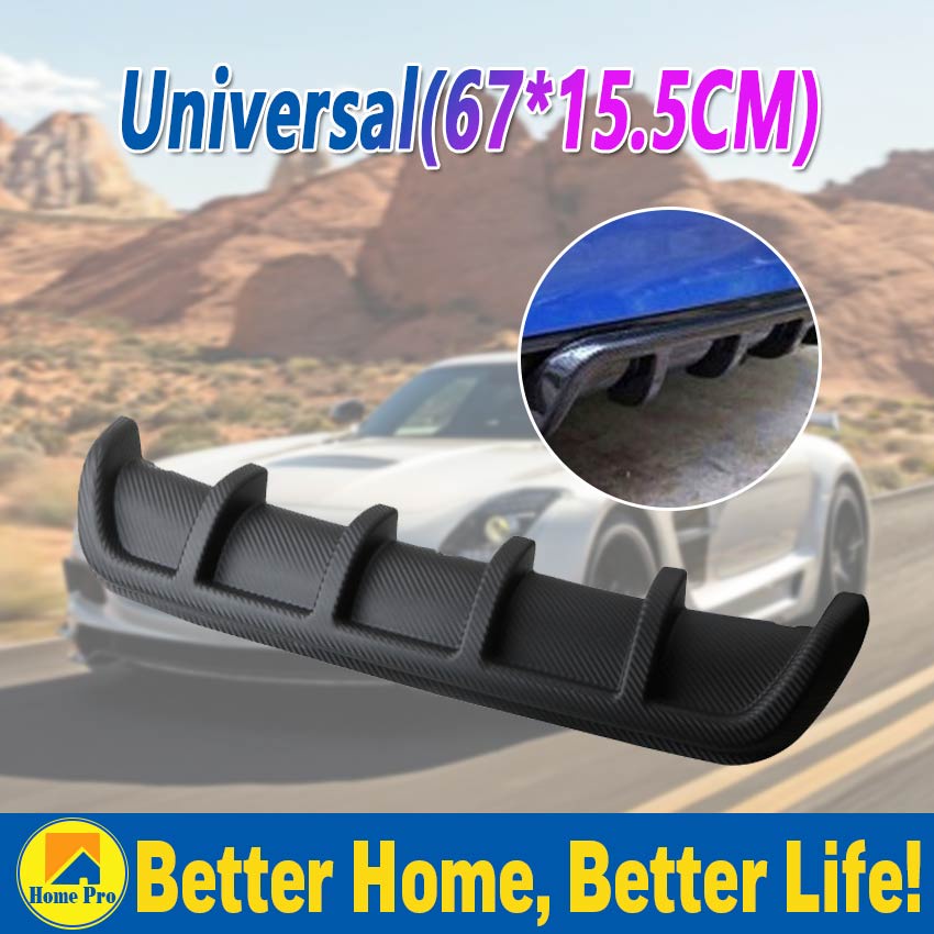 Universal Car Rear Bumper Lip Diffuser 6 Fin Shark Fin Style Car Back ...
