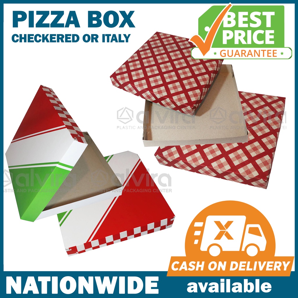 100pcs Checkered or Italy Design Pizza Box (7x7", 10x10", 12x12") 1.5 ...