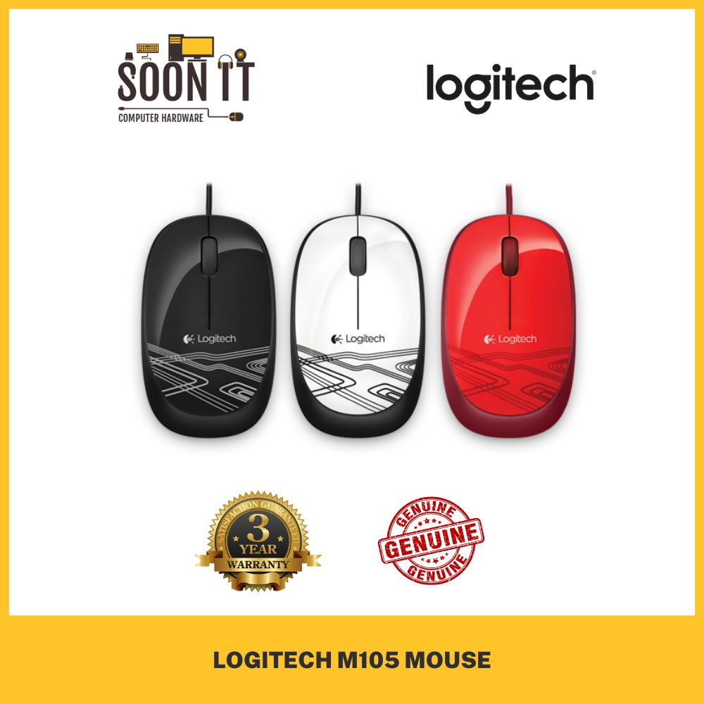 Logitech M105 wired mouse/black/white/red | Shopee Philippines